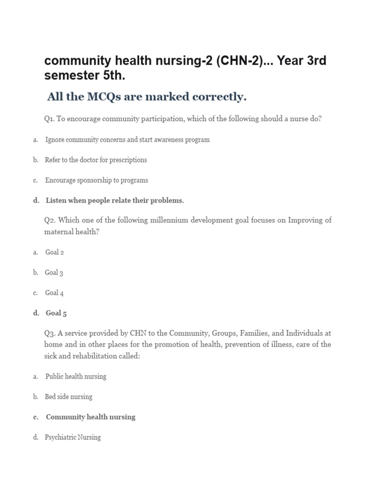 Community Health Nursing-2 (CHN-2) ... Year 3rd Semester 5th | PDF | Epidemiology | Preventive ...
