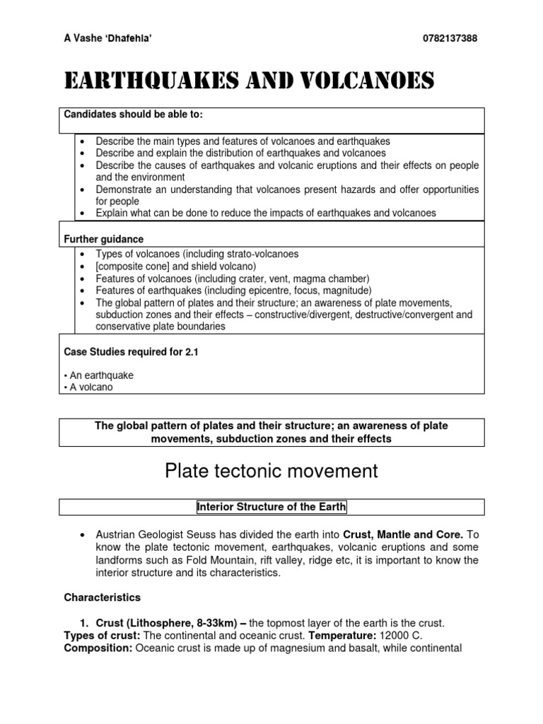 Earthquakes and Volcanoes | PDF | Volcano | Plate Tectonics