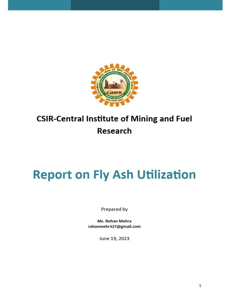 Fly Ash Utilisation | PDF | Fly Ash | Coal Fly Ash Utilisation | PDF | Fly Ash | Coal