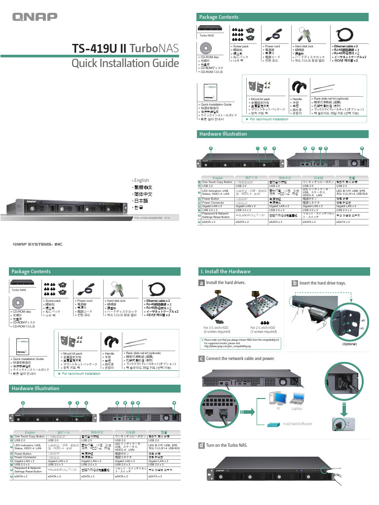 TS-419U II: Quick Installation Guide | PDF