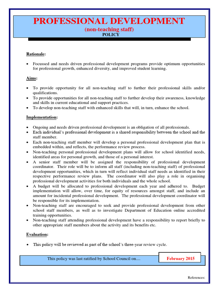 Professional Development Non Teaching | PDF | Policy | Learning