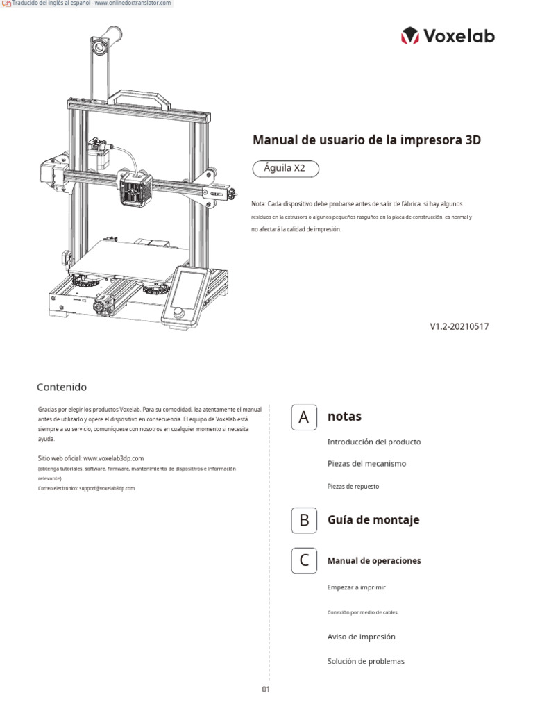 Manual Voxelab Aquilax2 | PDF