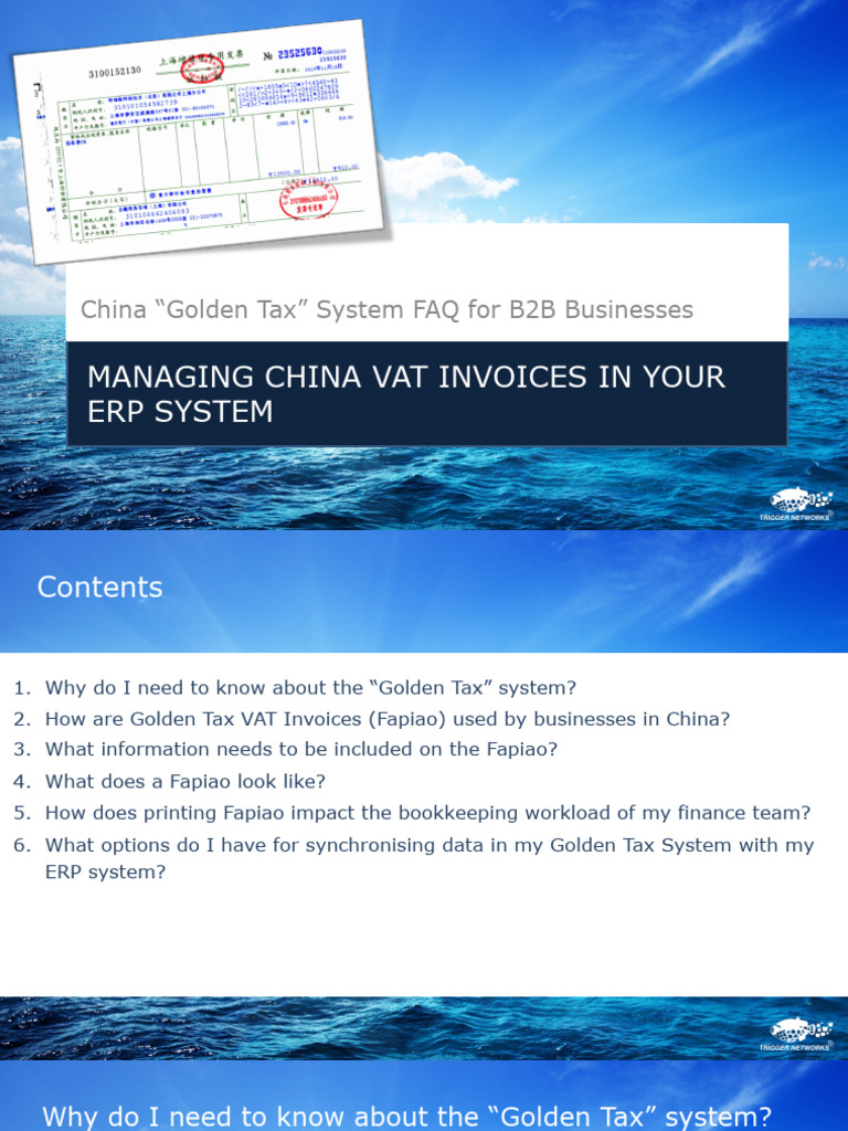 Golden Tax ERPintegration FAQ2017 | PDF | Value Added Tax | Invoice