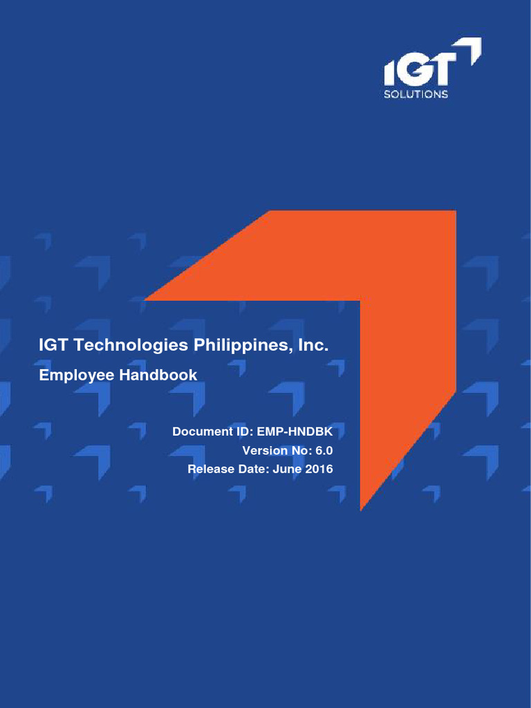 Employee Handbook - IGT Technologies Philippines | PDF | Payroll Tax ...
