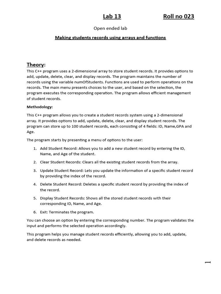 Open Ended Lab | PDF | C++ | Menu (Computing)