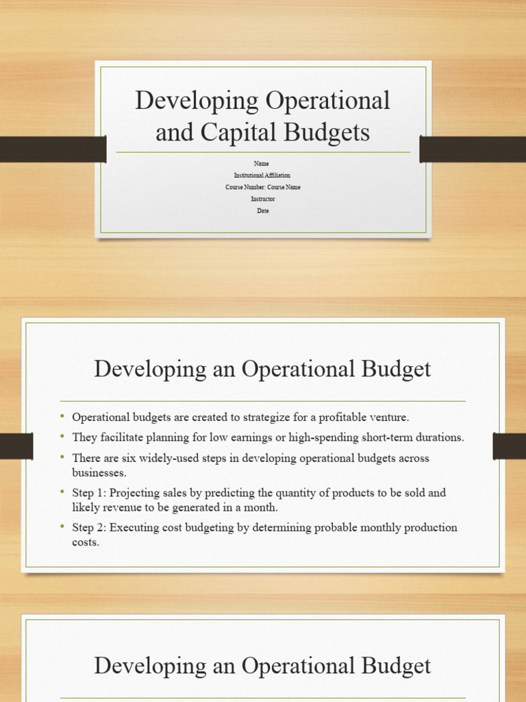 Developing Operational and Capital Budgets | PDF