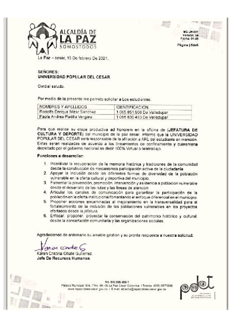 Solicitud de Pasante | PDF