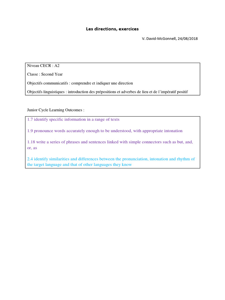 Les Directions, Exercices | PDF