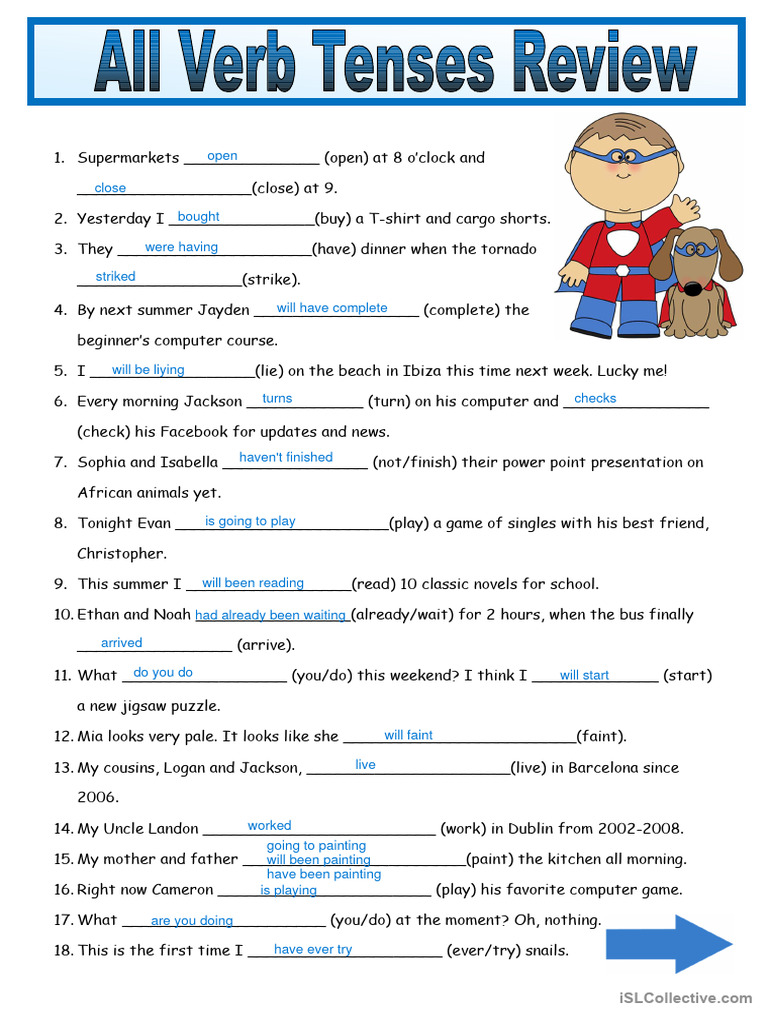 All Verb Tenses Review With KEY | PDF