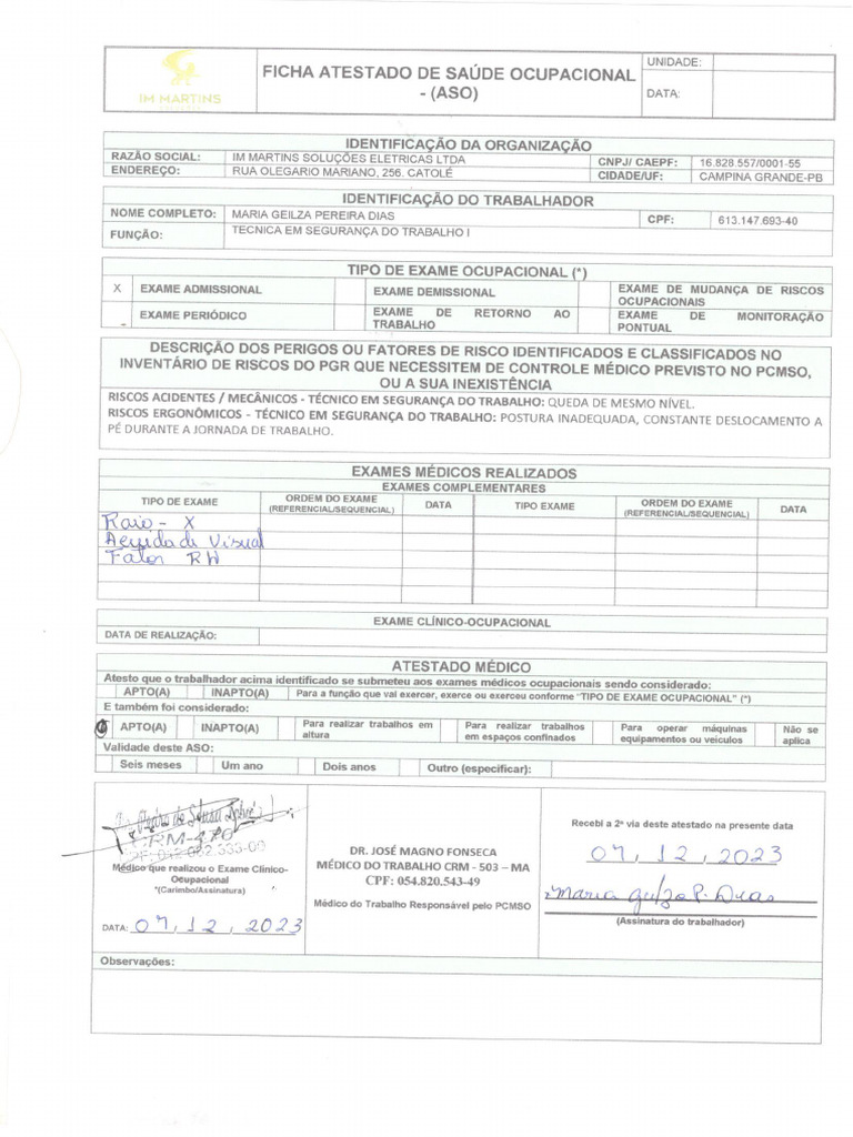 Aso Admissional | PDF