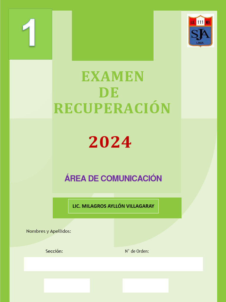 Examen de Recuperacion Comunicacion 1ro Secundaria MAV Ccesa007 | PDF | Los bosques | ruido