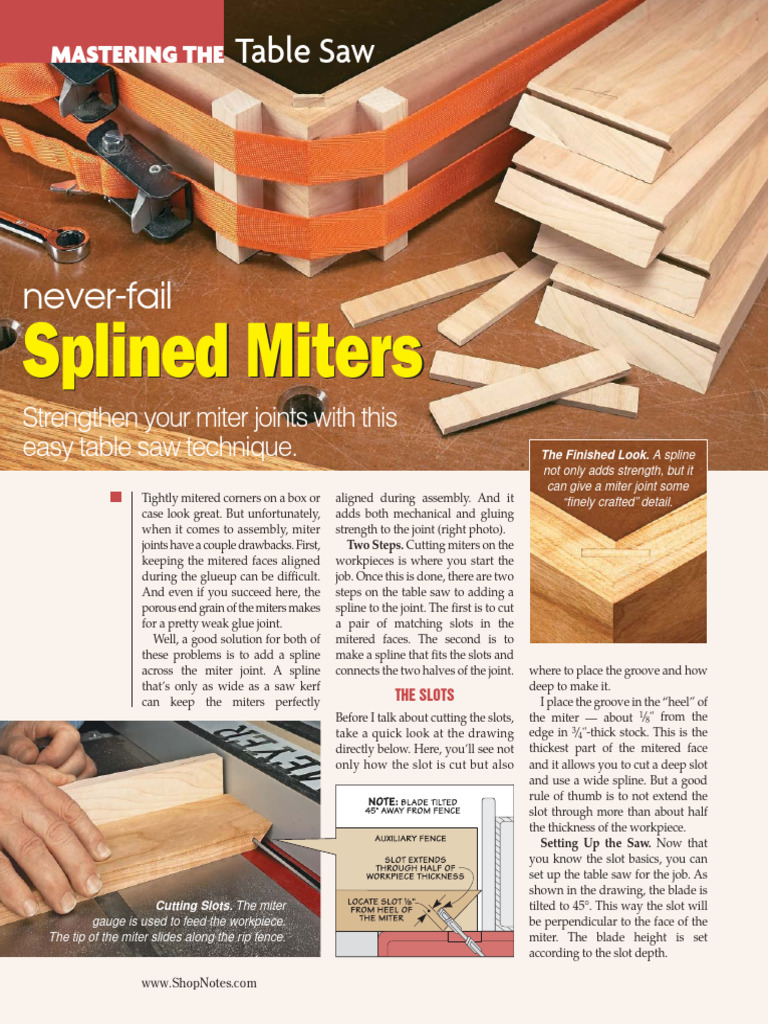 Strengthening Miter Joints with Splines | PDF | Wood | Woodworking