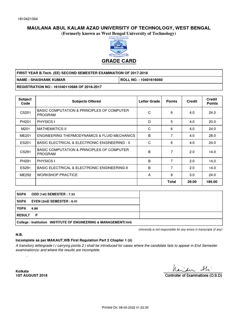 Marksheet Pdf Physical Sciences Engineering