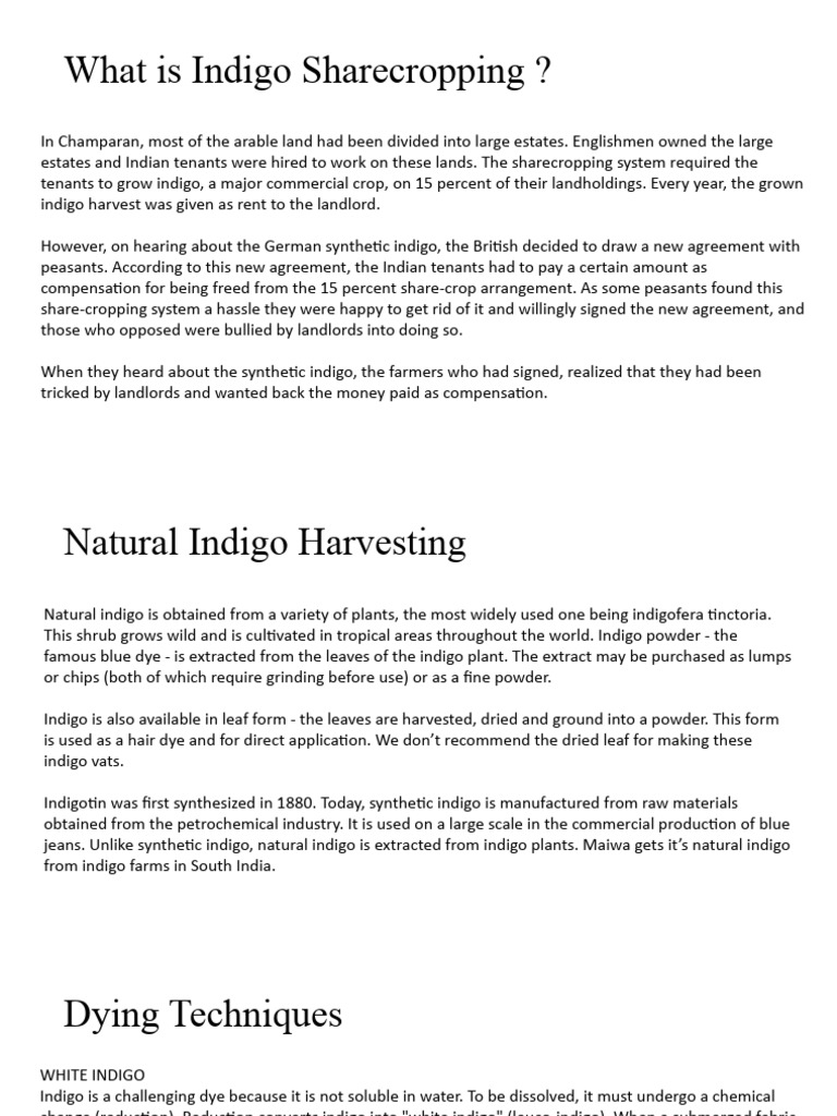 What Is Indigo Sharecropping Asl | PDF