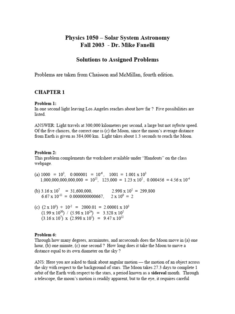 Chap1 f03 p1050 Probs | PDF | Minute And Second Of Arc | Moon