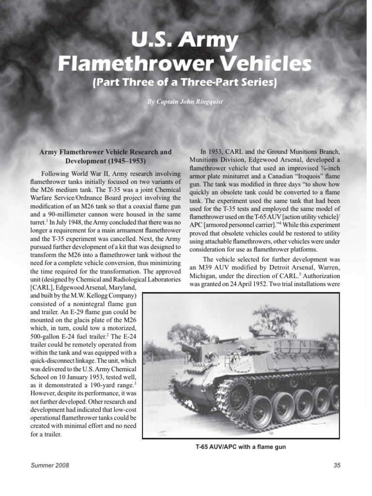 US Army Flamethrower Vehicles | PDF