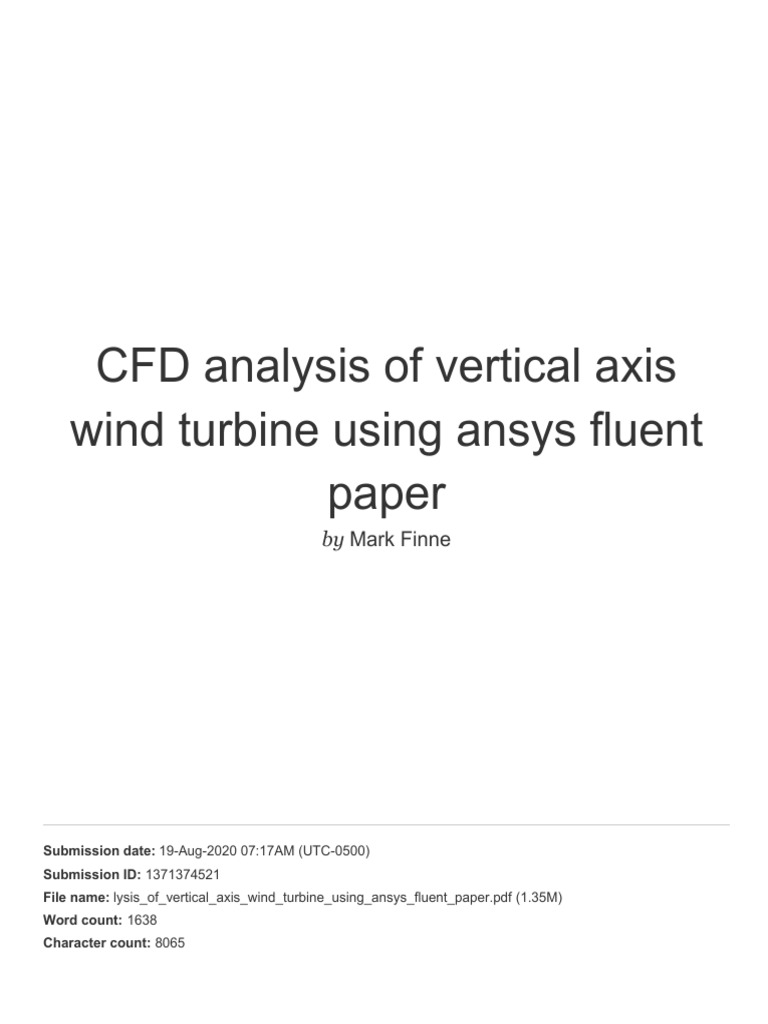1.8. CFD Analysis of Vertical Axis Wind Turbine Using Ansys Fluent Paper | PDF | Sustainable ...