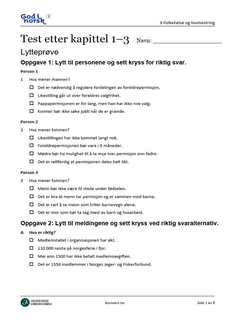 Kap. Test 3 Word | PDF