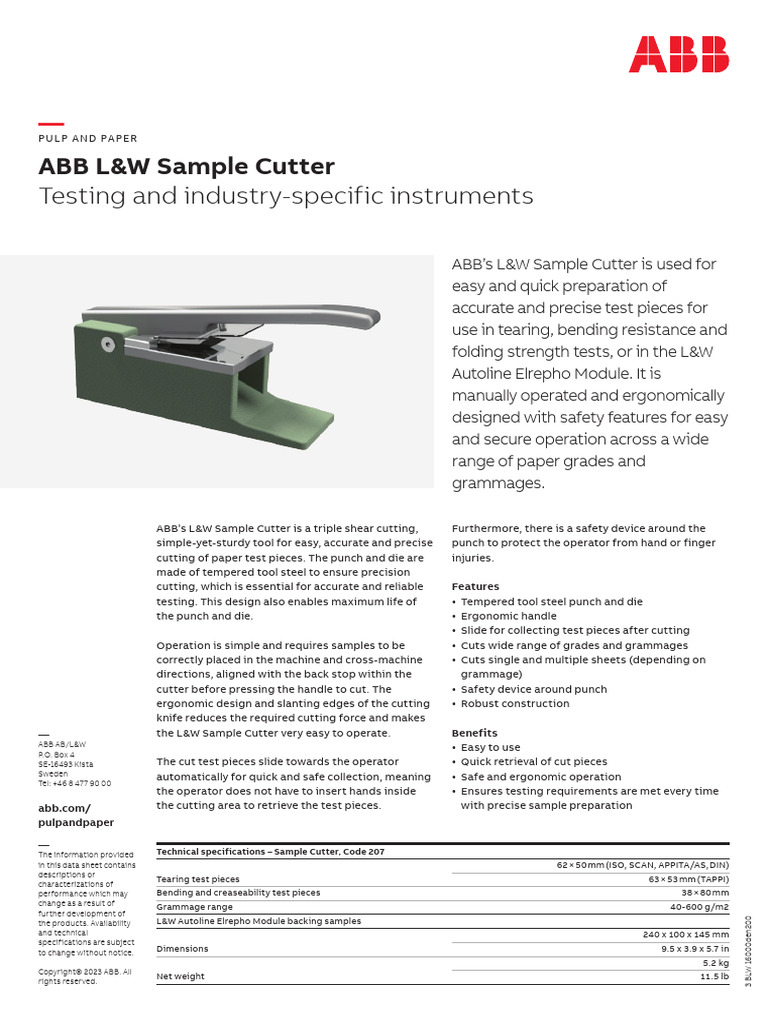 Sample Cutter Datasheet - RevB | PDF | Manufactured Goods | Equipment