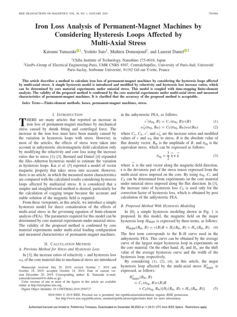 Iron Loss Analysis of Permanent-Magnet Machines by Considering ...
