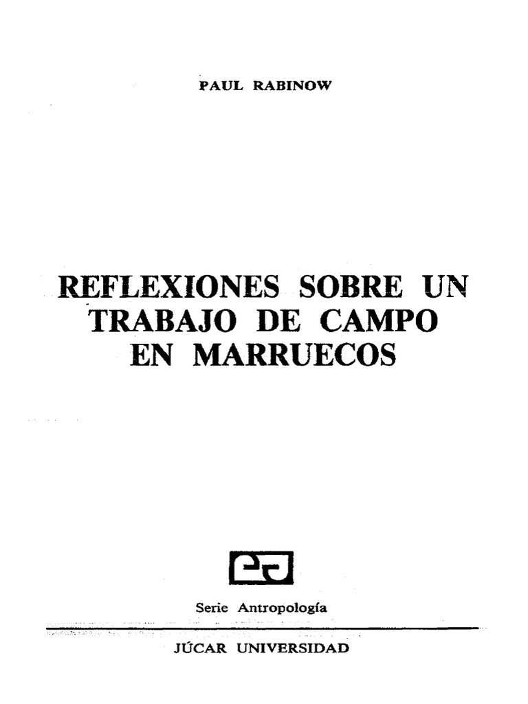 Reflexiones Sobre Un Trabajo Rabinow | PDF | Etnografía | Antropología