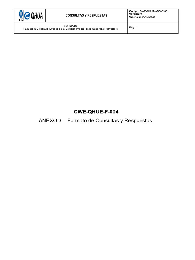 Anexo 3 Formato de Consultas y Respuestas | PDF