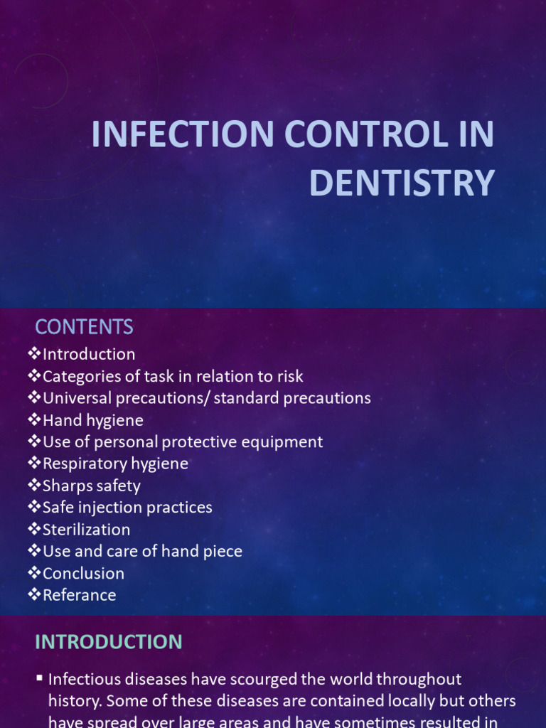 Infection Control in Dentistry Practices | PDF