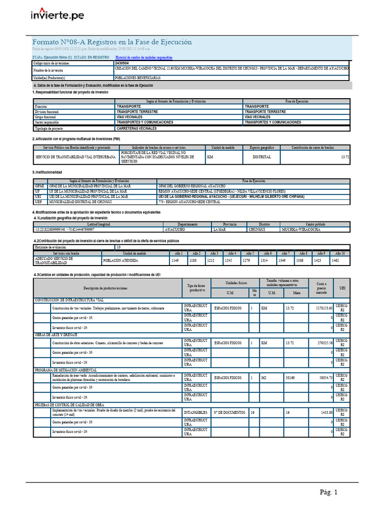 Formato 8A, MUCHKA WIRACOCHA | PDF | Tasa interna de retorno | Economias