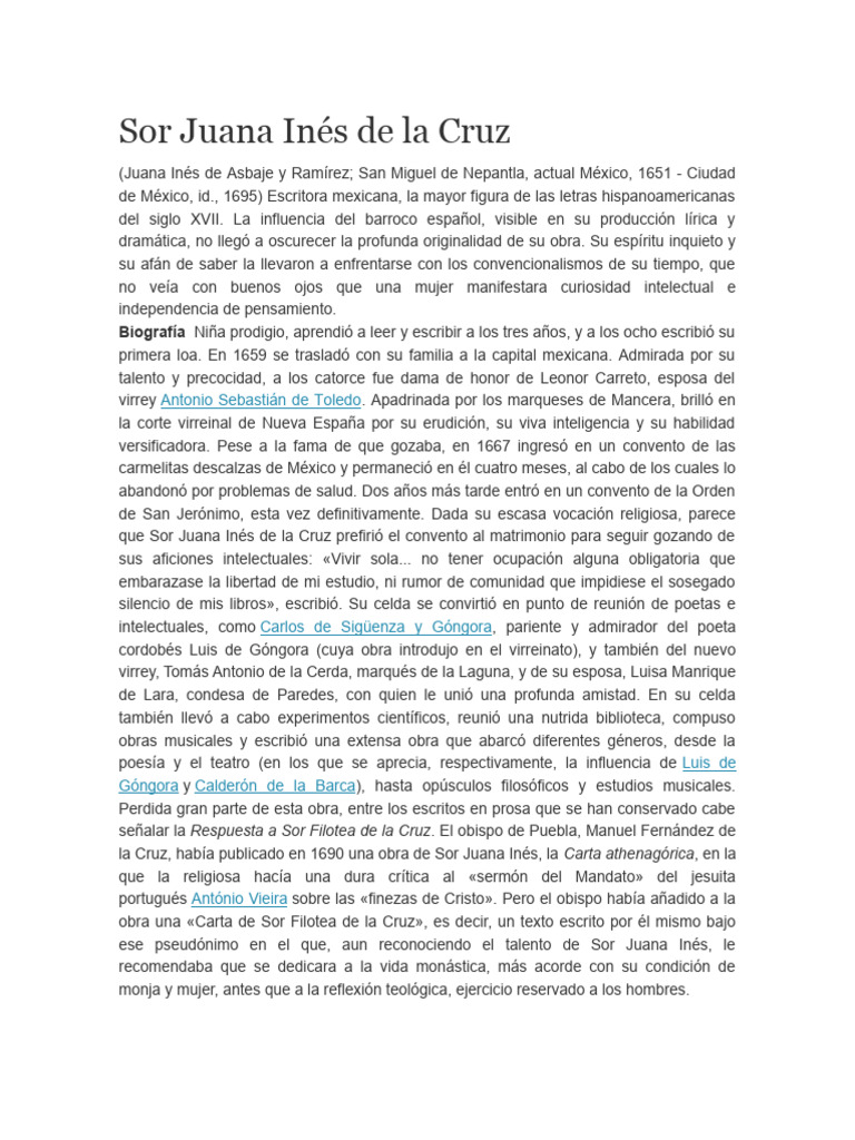 Sor Juana Inés de La Cruz | PDF
