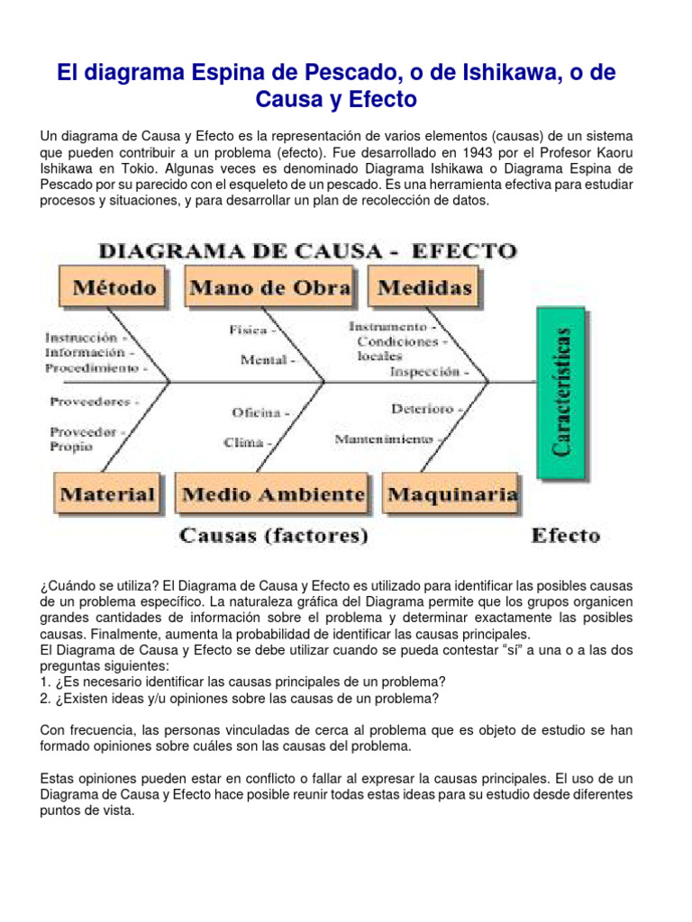 Diagrama de Causa y Efecto: Guía Práctica | PDF | Medición