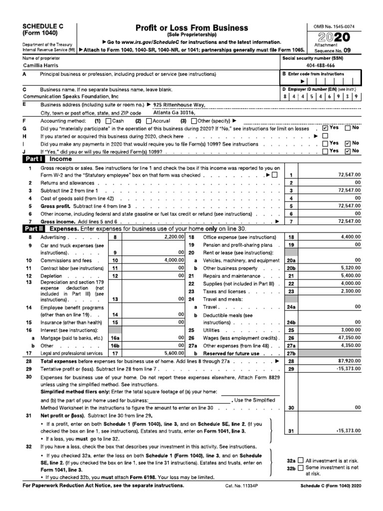 Schedule C 2020 | PDF