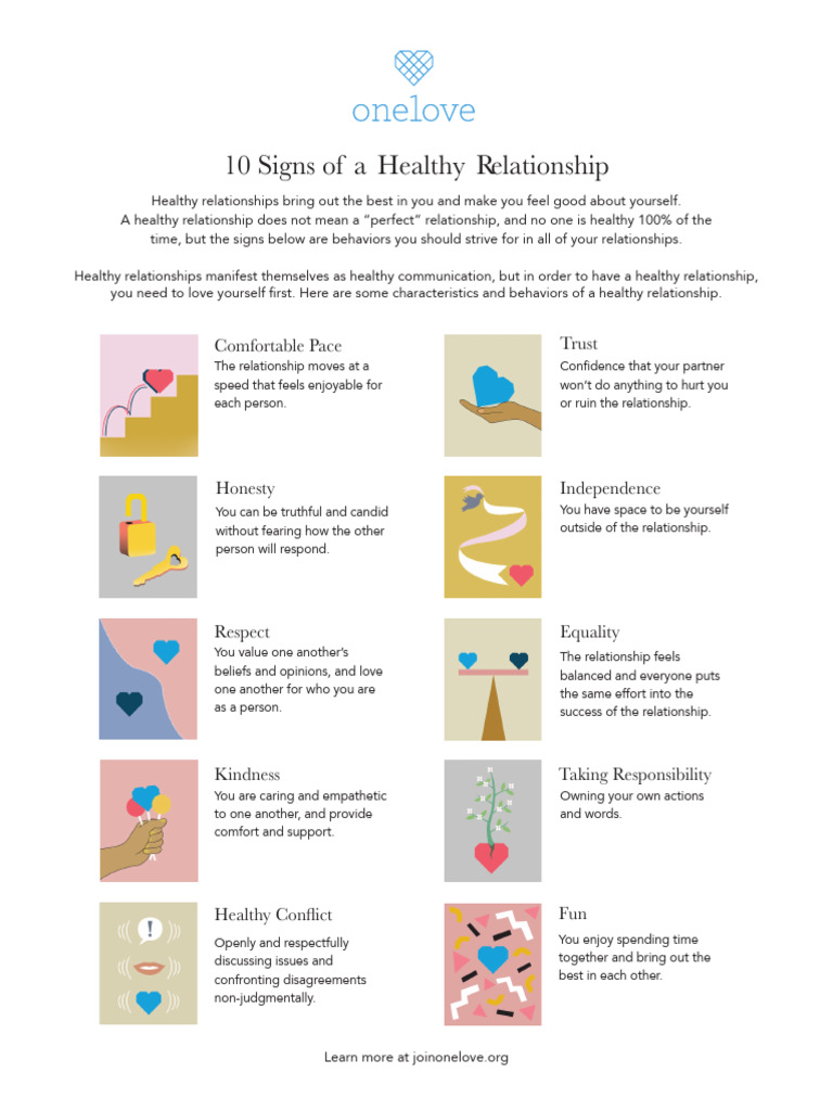10 Signs of A Healthy and Unhealthy Relationship English 2023 | PDF ...