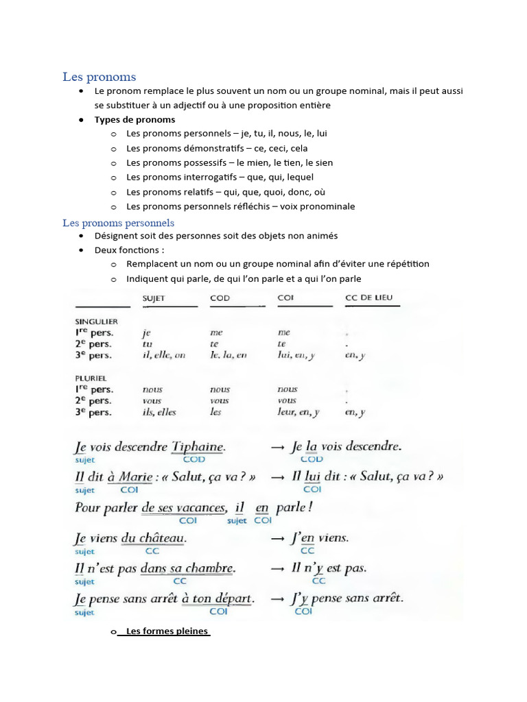 3) Les Pronoms | PDF