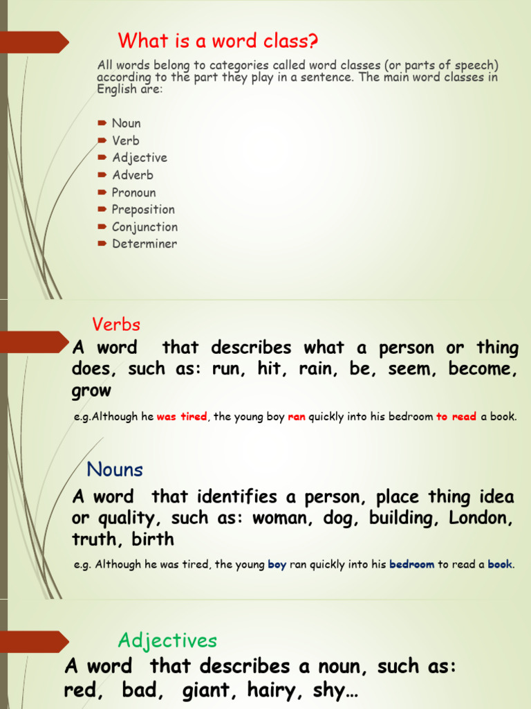 Word Classes | Download Free PDF | Part Of Speech | Adverb