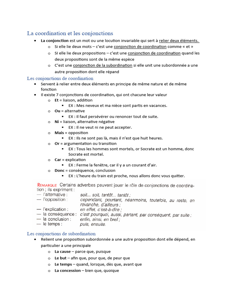 12) La Coordination Et Les Conjonctions | PDF