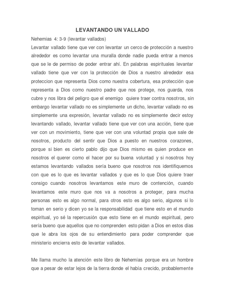 Levantando Vallado Pdf Oración Dios