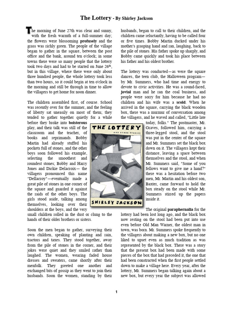 The Lottery PDF | PDF