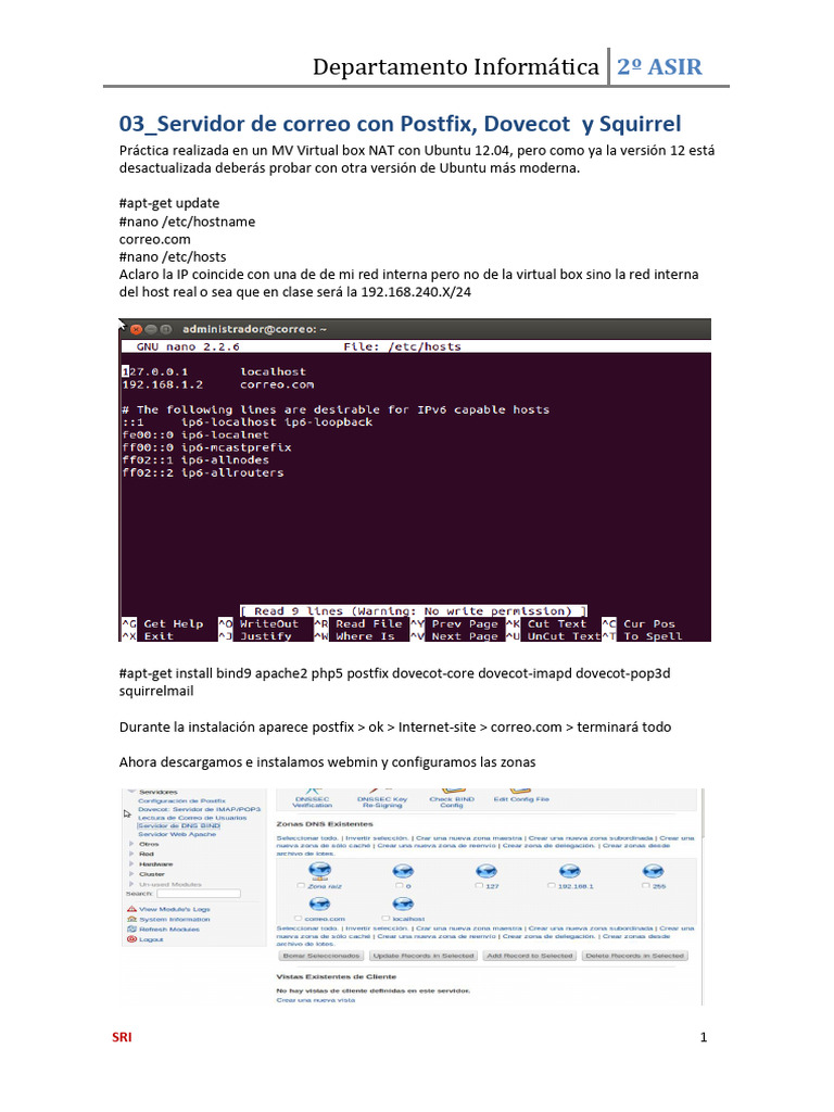 03 ServidorCorreo Postfix Dovecot Squirrel Linux | PDF