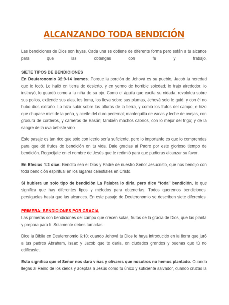 Alcanzando Toda Bendición (RUDY GRACIA) ENSEÑANZA | PDF | Bendición | Jacob