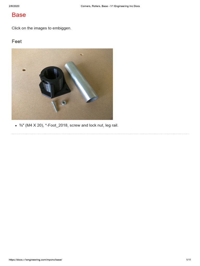 Corners, Rollers, Base - V1 Engineering Inc Docs | PDF | Screw | Nut (Hardware)