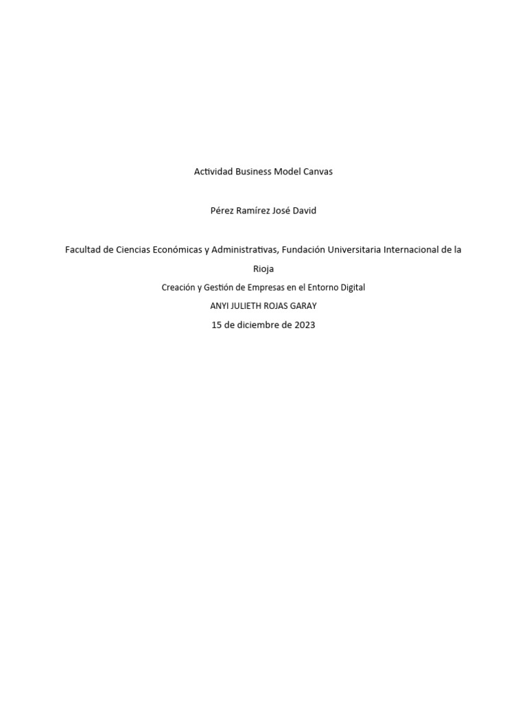 Actividad Business Model Canvas | PDF | Logística | Iniciativa empresarial