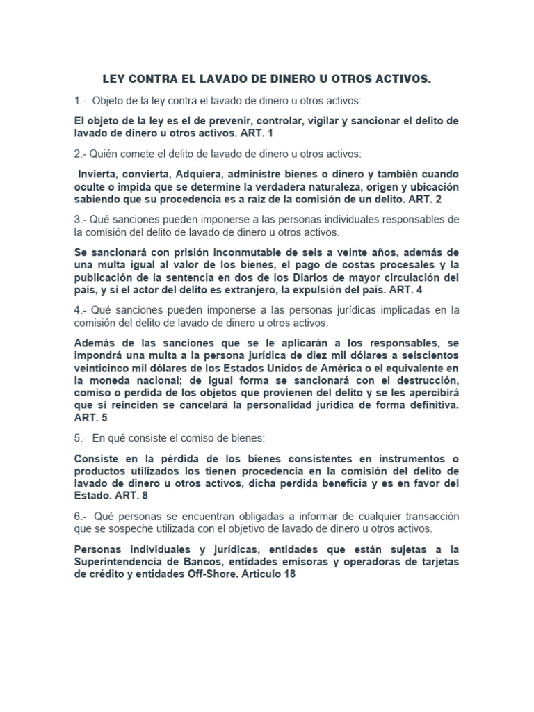 Cuestionario de Bancario y Bursatil Ley de Bancos y Ley de Lavado de Dinero | PDF | Bancos | Dinero