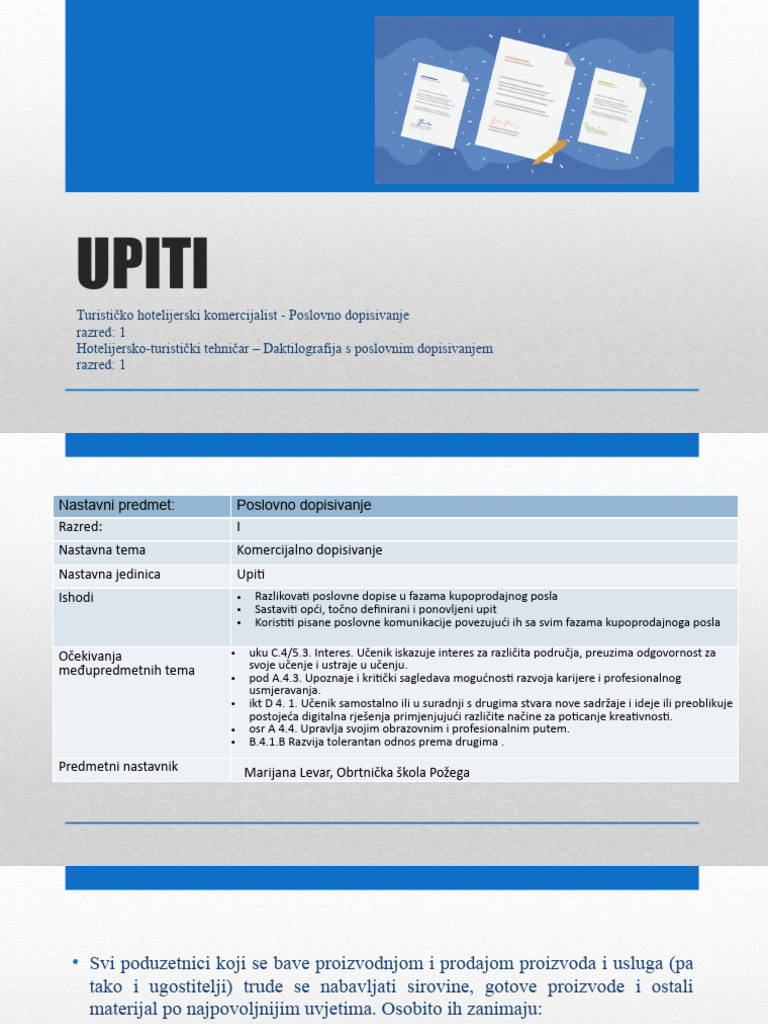 HTT Dakt Upiti 1-Razred | PDF