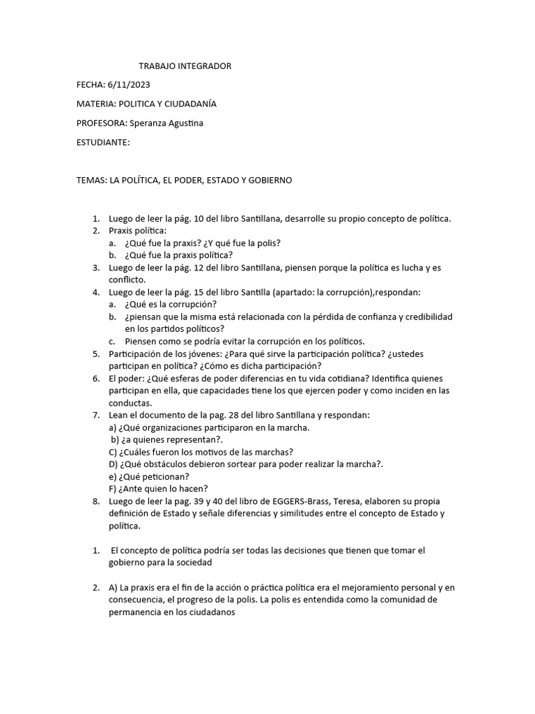 Trabajo Integrador PL y Ciu 2023 | PDF | Estado (política) | Corrupción política