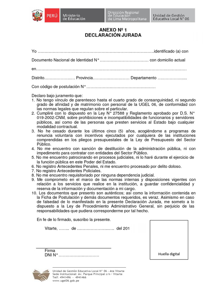 Declaración Jurada | PDF | Justicia | Crimen y violencia