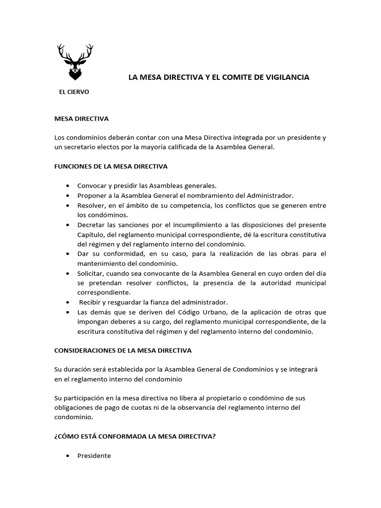 La Mesa Directiva | PDF | Condominio | Gobierno