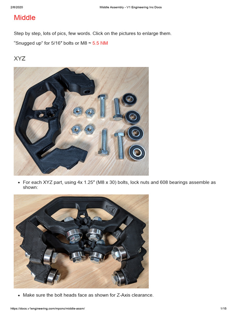 Middle Assembly - V1 Engineering Inc Docs | PDF | Screw | Nut (Hardware)