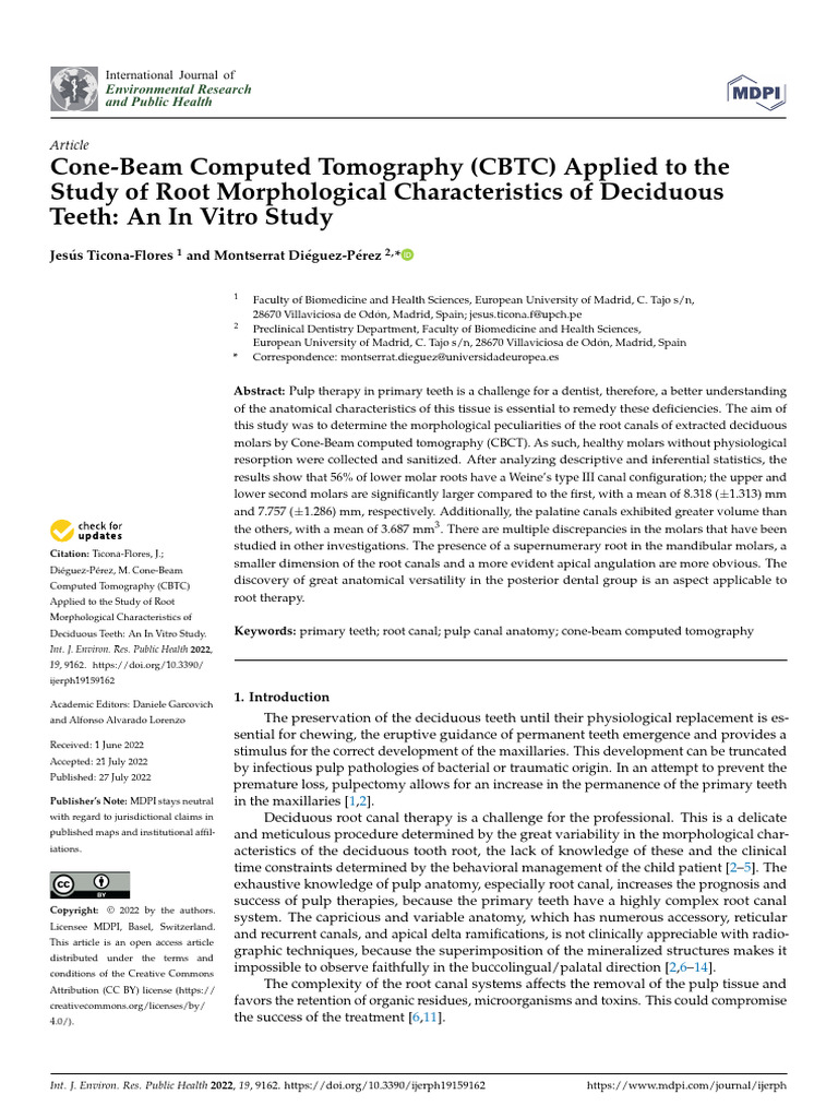 Anatomia Radicular y Pulpar de Dientes Temporales | PDF