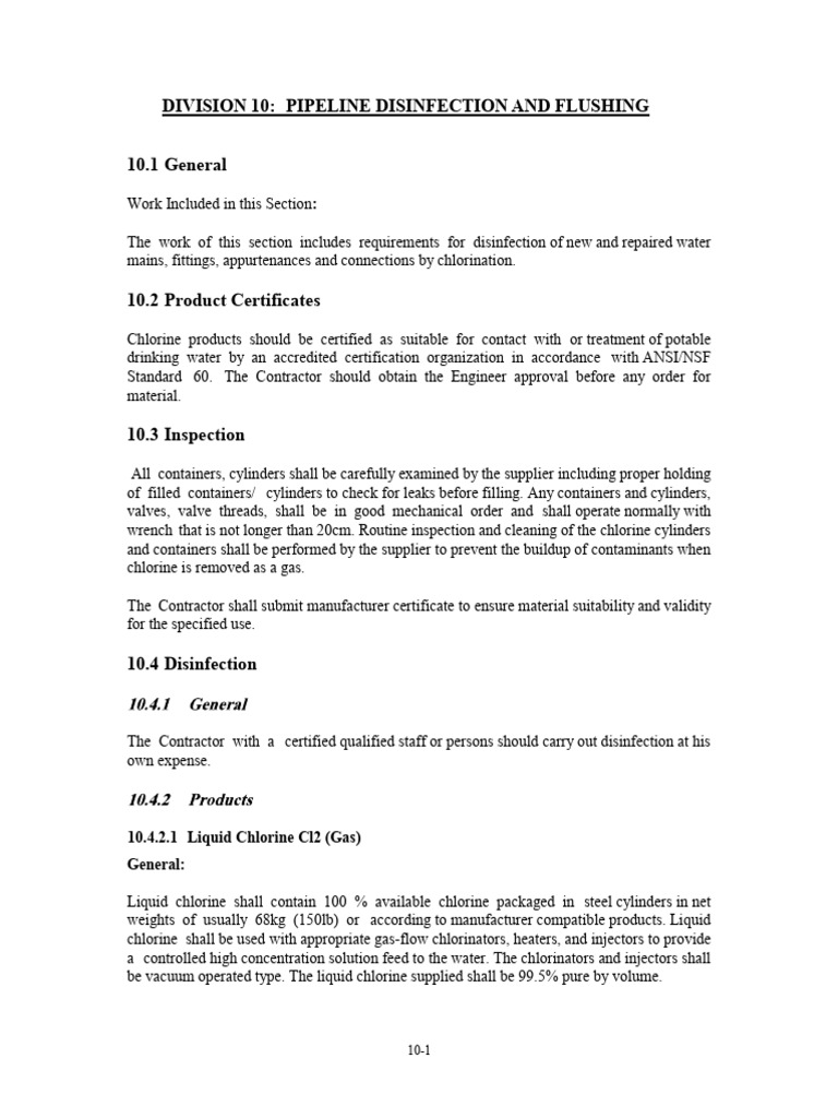 Pipeline Disinfection And Flushing Pdf