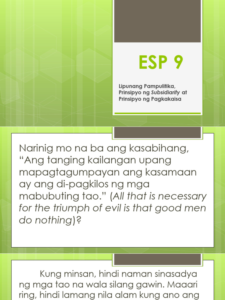 Esp 9 Lesson 5 | PDF